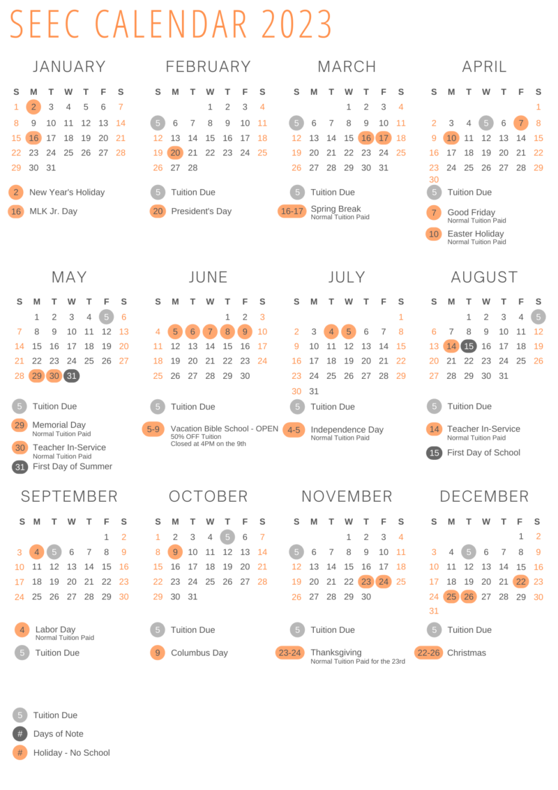 SEEC Calendar - Summit Baptist Church